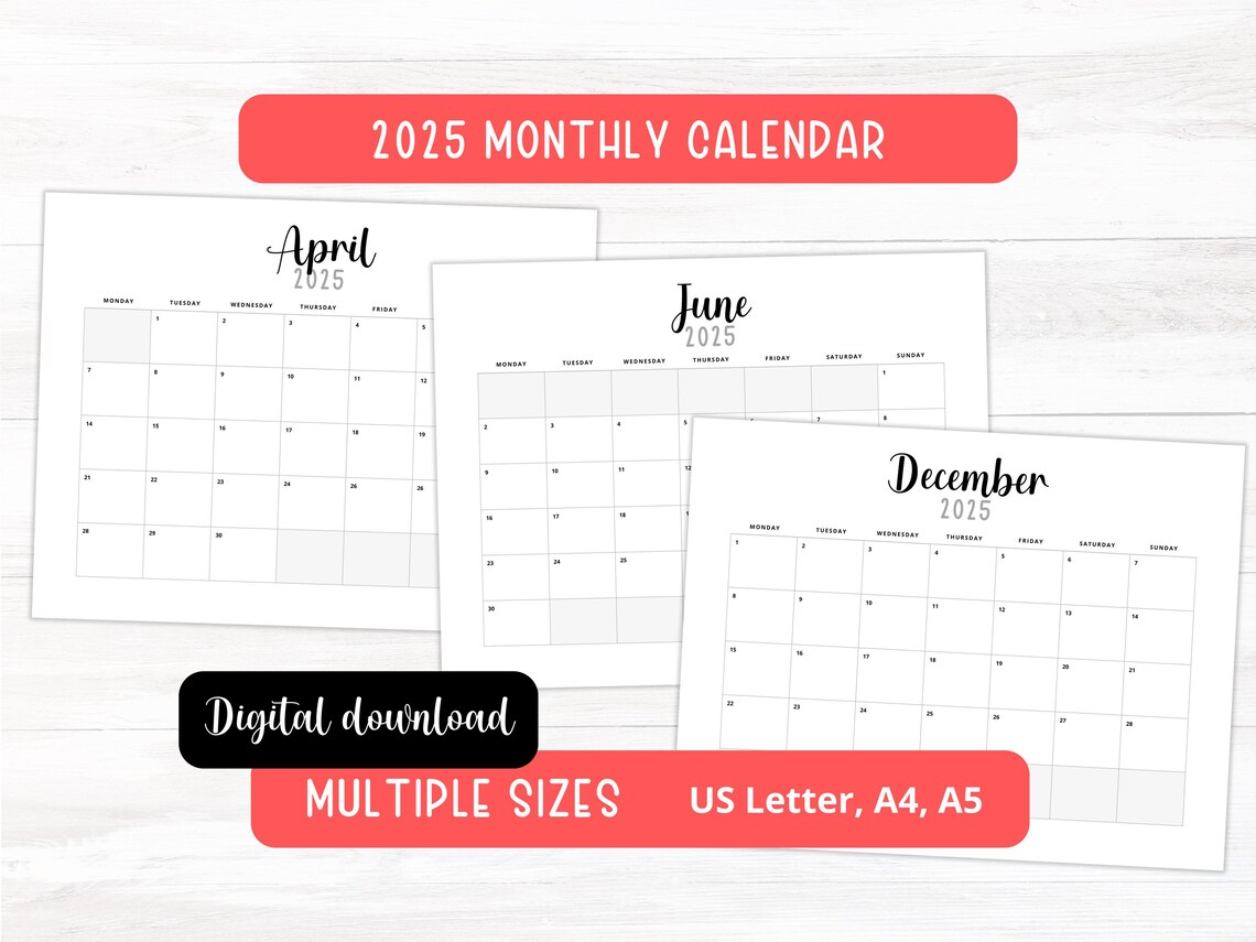 2025 Journal Calendar Template, Printable Planner, Monthly Planner - Etsy