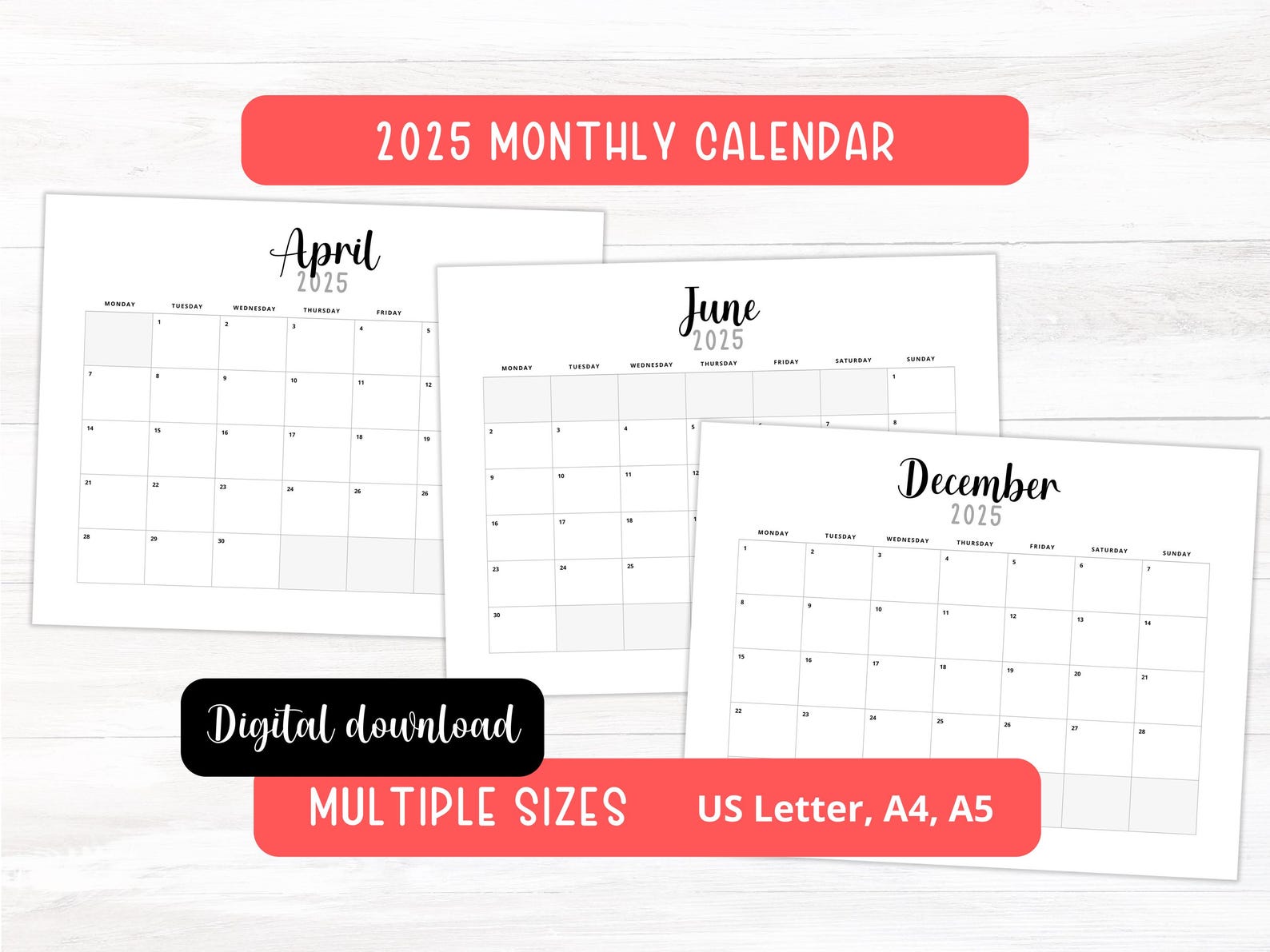 2025 Journal Calendar Template, Printable Planner, Monthly Planner - Etsy