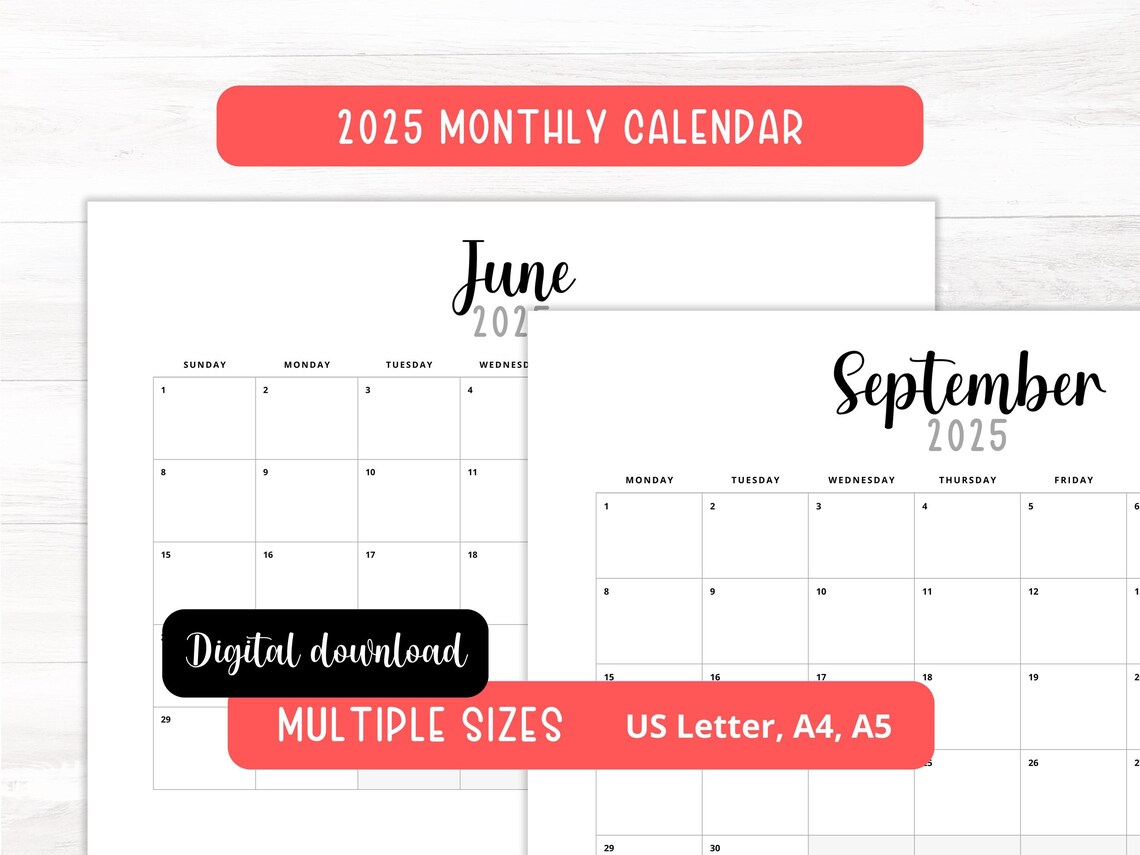 2025 Printable Journal Calendar, Planner Template, Monthly Planner - Etsy
