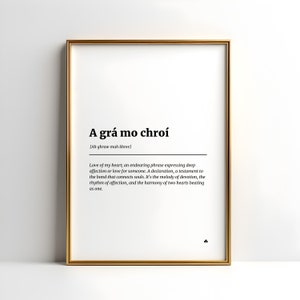A Grá Mo Chroí Wall Art Gift, Irish Gift, Irish Print, Irish Home Decor ...