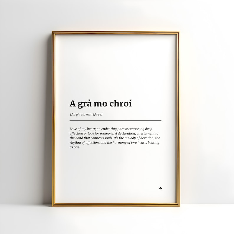 A Grá Mo Chroí Wall Art Gift, Irish Gift, Irish Print, Irish Home Decor ...