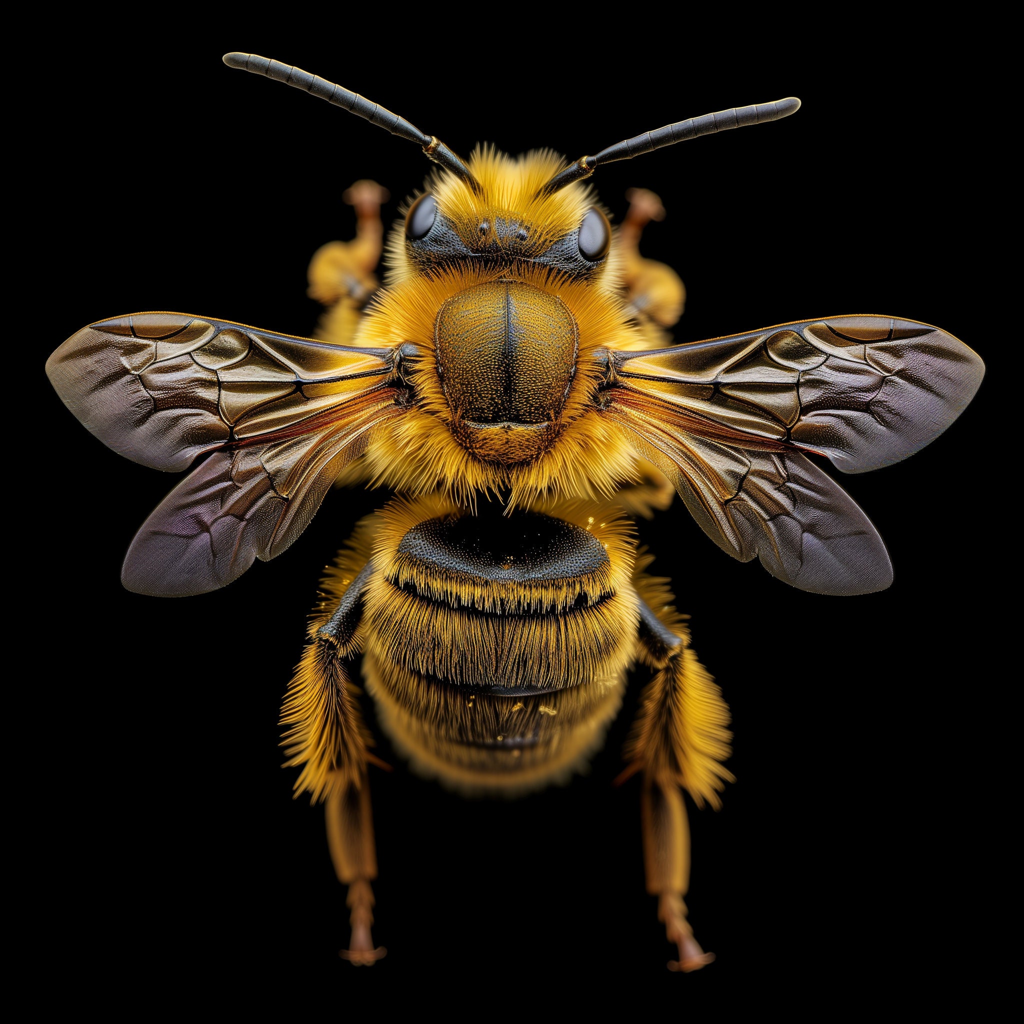 Golden Queen Bee Print - Top Down Shot, Macro Bee Photo, Nature ...