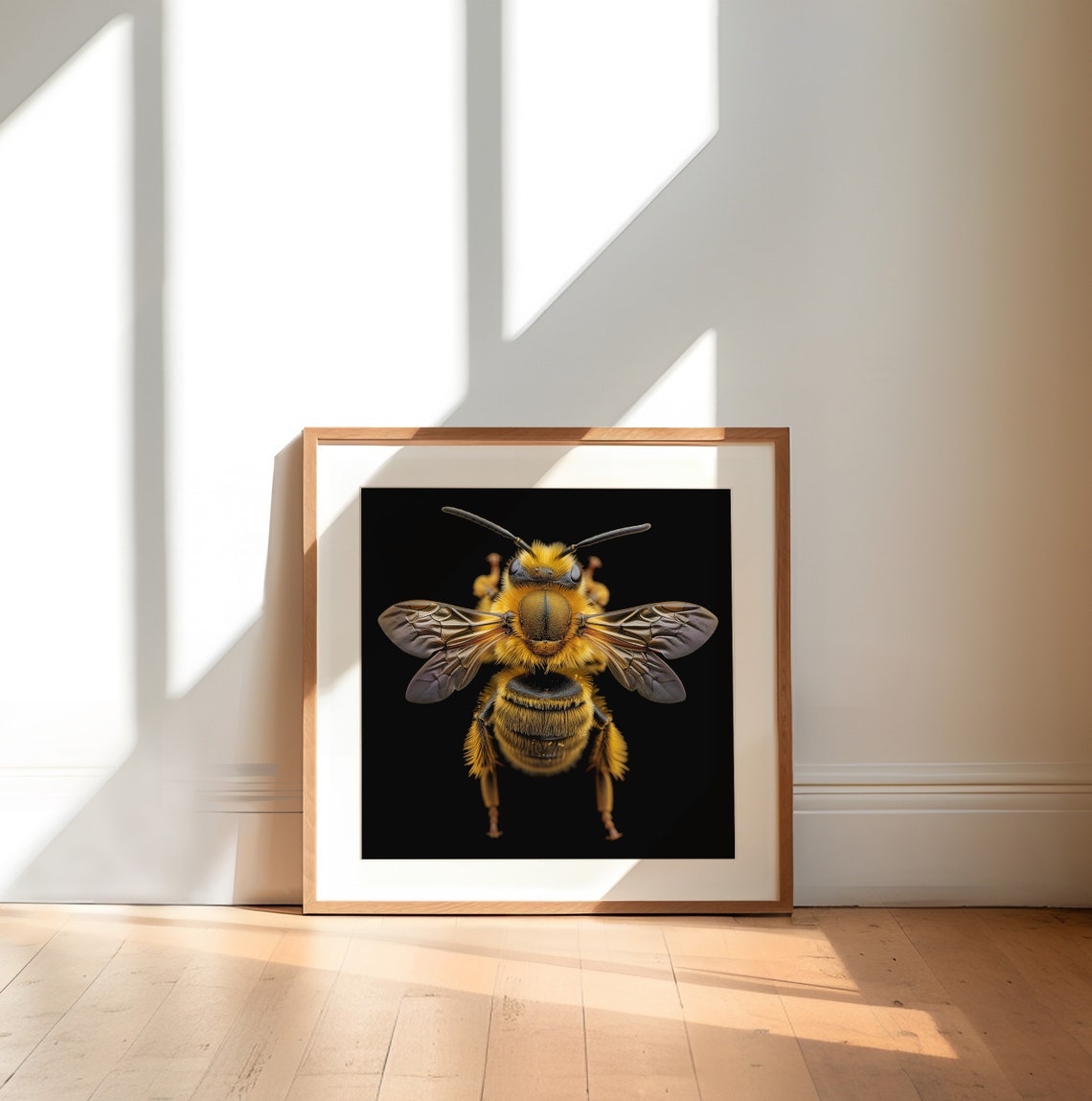 Golden Queen Bee Print - Top Down Shot, Macro Bee Photo, Nature ...