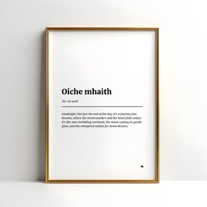 Oíche Mhaith Definition Wall Art Irish Gift, Irish Print, Irish Home ...