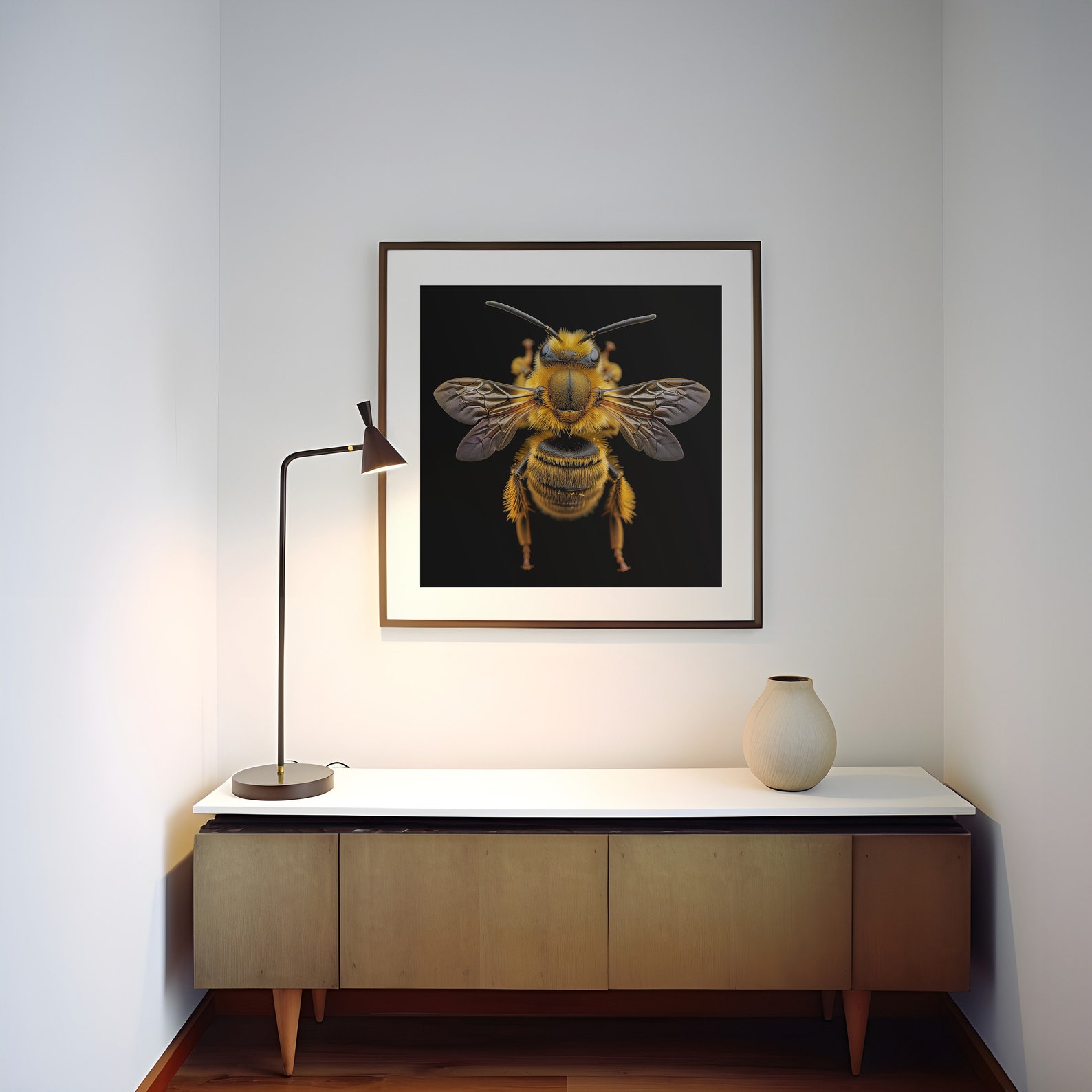 Golden Queen Bee Print - Top Down Shot, Macro Bee Photo, Nature ...