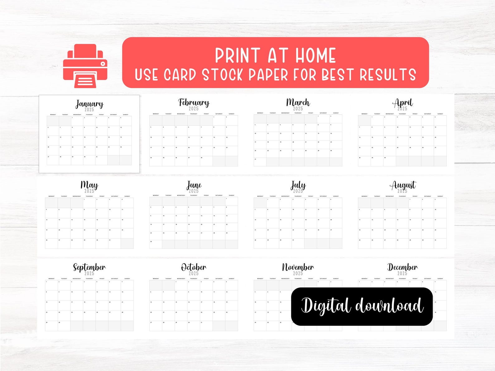 2025 Printable Journal Calendar, Planner Template, Monthly Planner - Etsy