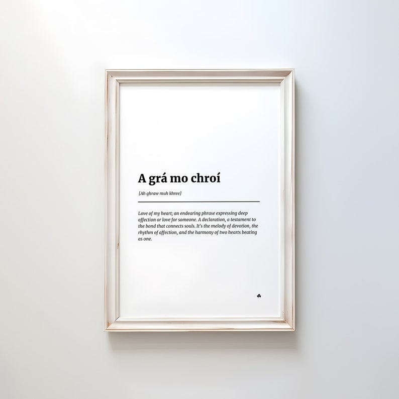 A Grá Mo Chroí Wall Art Gift, Irish Gift, Irish Print, Irish Home Decor ...