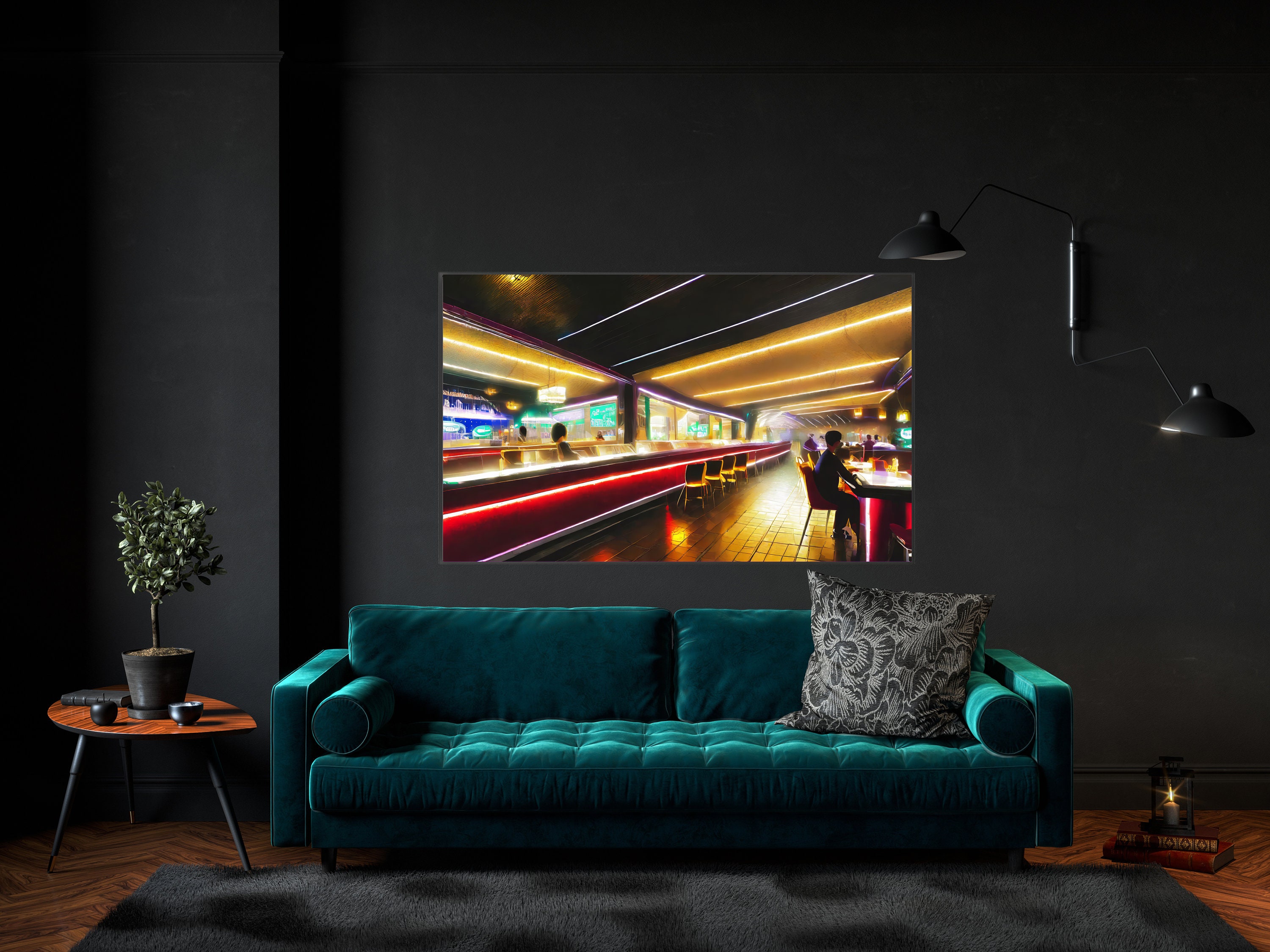 Retro Diner Neon Lights Vintage Digital Printable Wall Art - Etsy