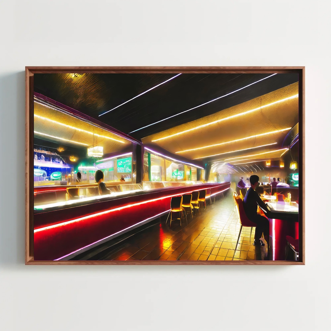 Retro Diner Neon Lights - Vintage Digital Printable Wall Art - Etsy