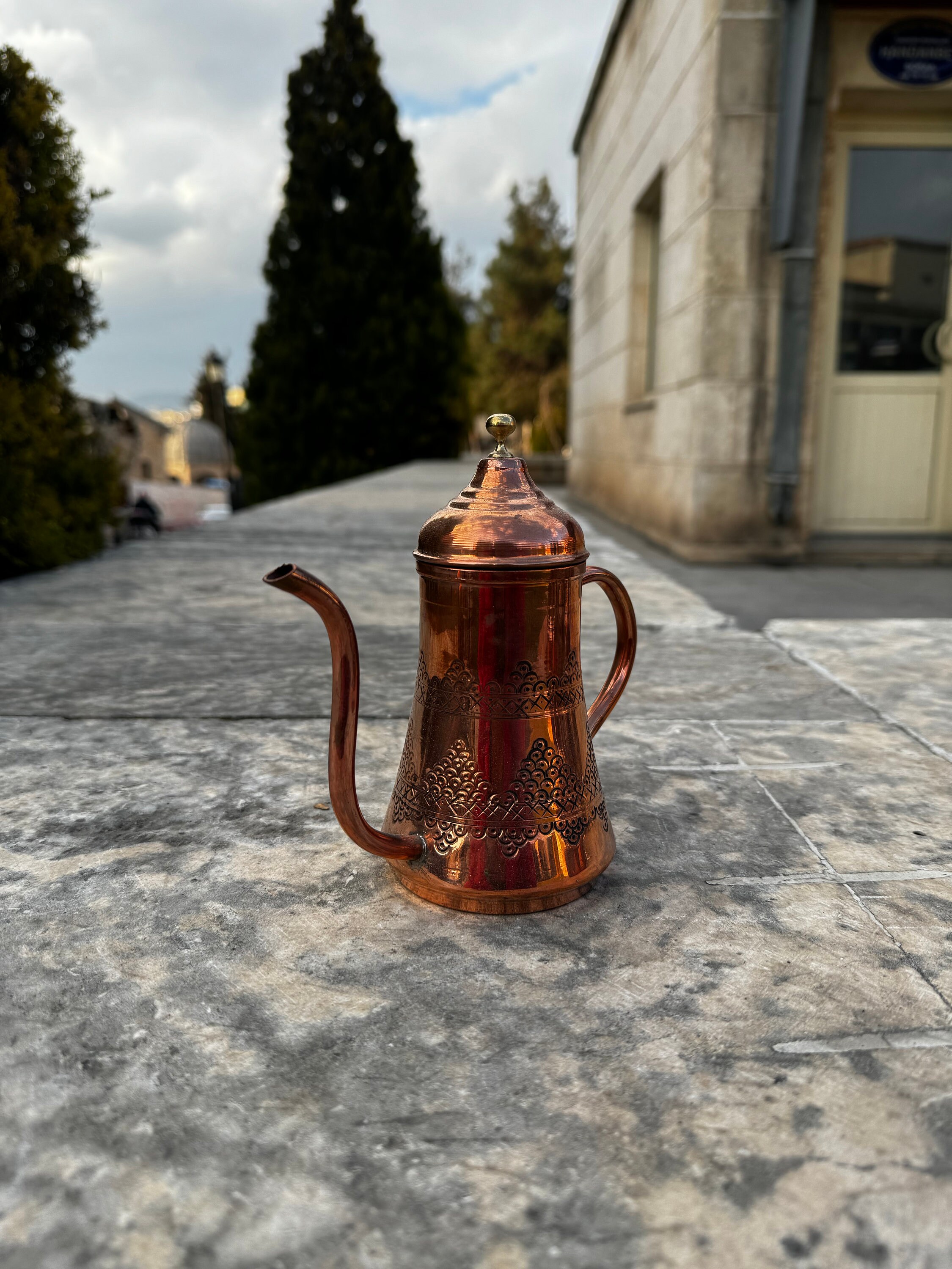 Handcrafted Embossed Copper Oil Dispenser Traditional Turkish Olive Oil ...