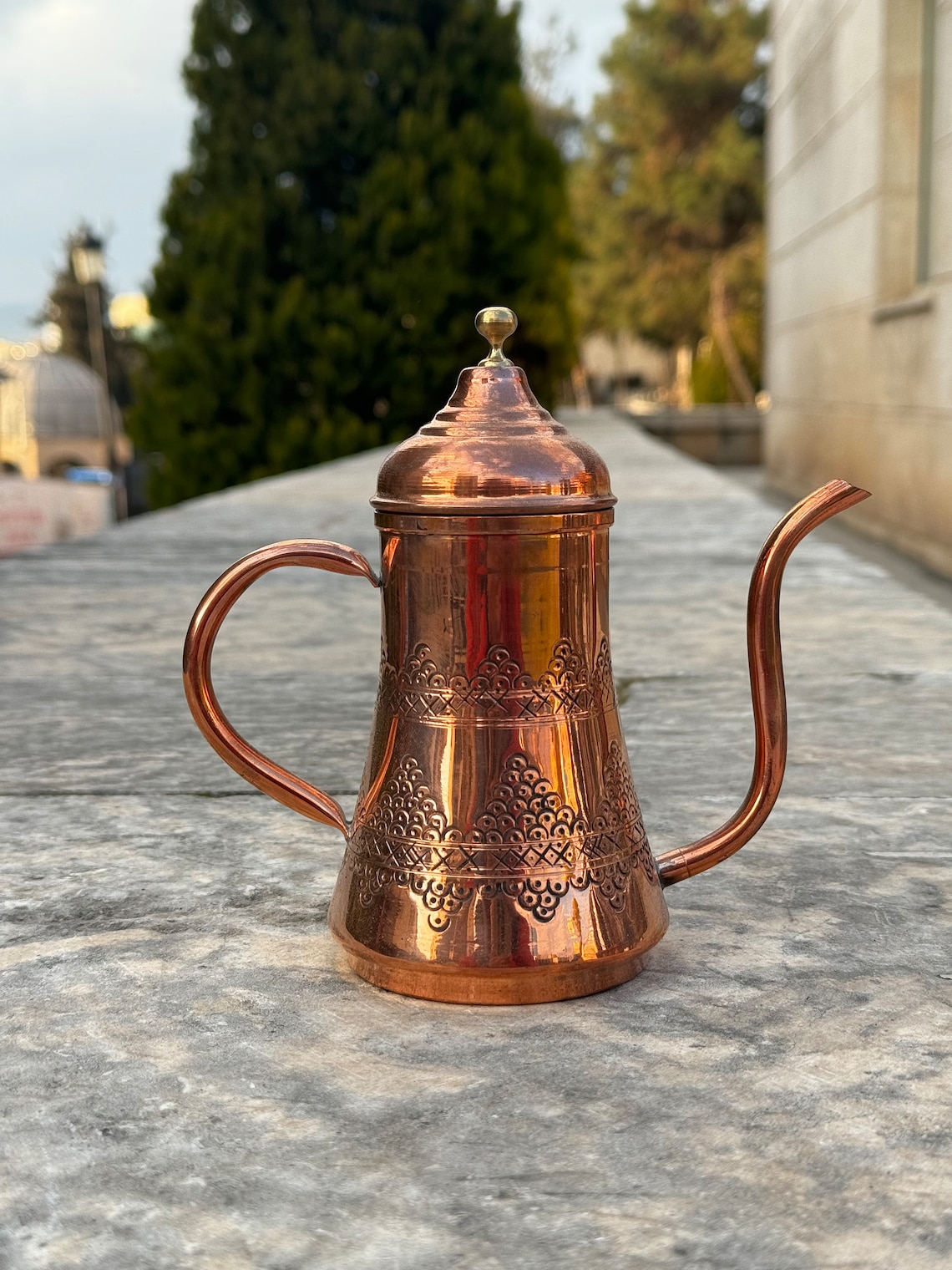 Handcrafted Embossed Copper Oil Dispenser Traditional Turkish Olive Oil ...