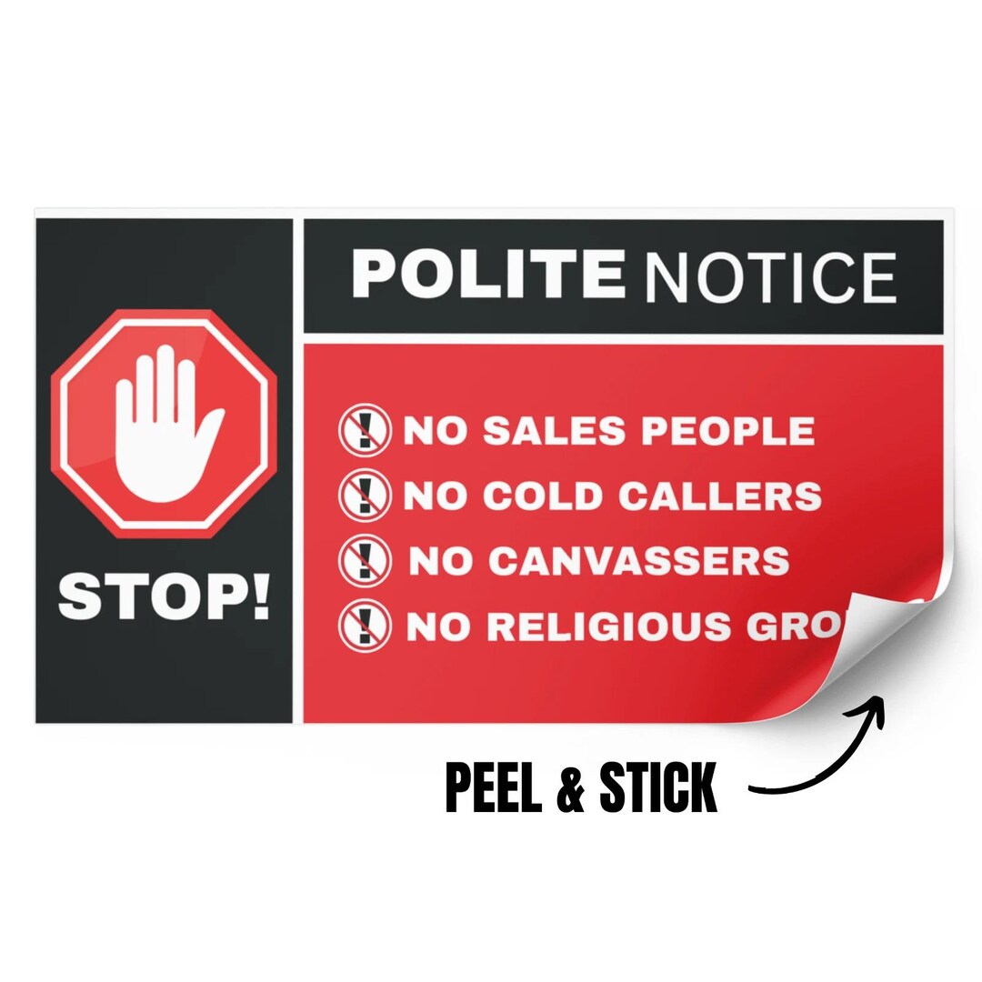Stop Cold Calling Door Vinyl Decal Stickers No Canvassers Callers Sign ...