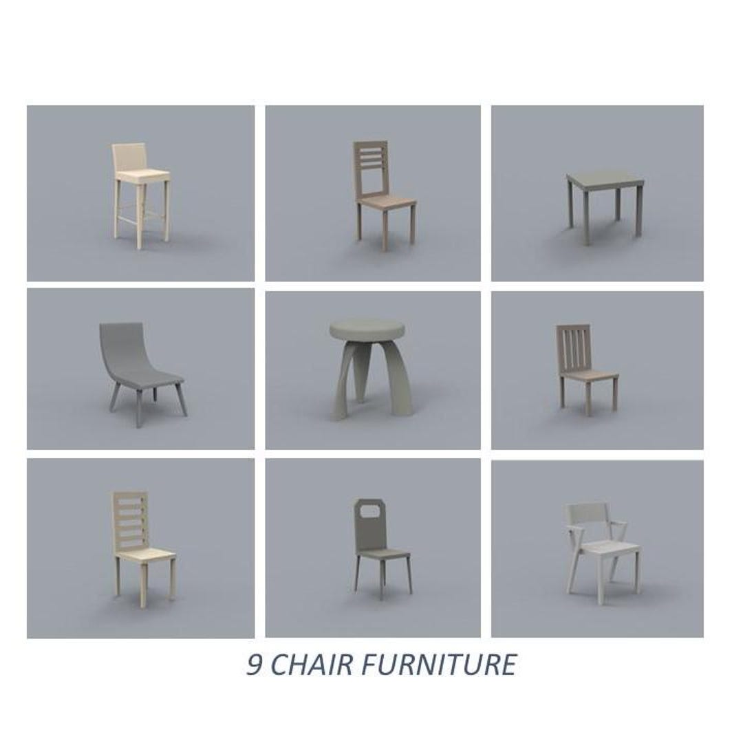 9 Chairs, 3D Chairs Furniture, Different Design Furniture, 3D Furniture ...