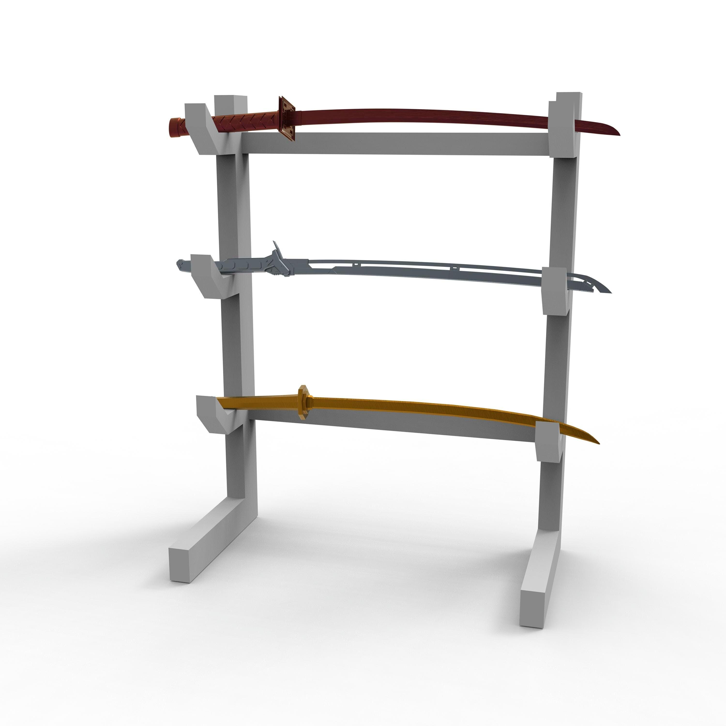 3 Sword , Katana, Including Sword Holder, Sword Rack, Rack Stand for ...