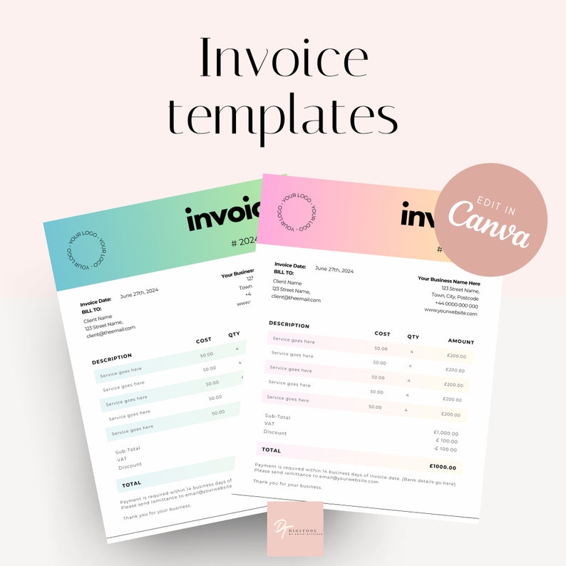 Invoice, Invoice Template, Billing Template, Custom Invoice ...