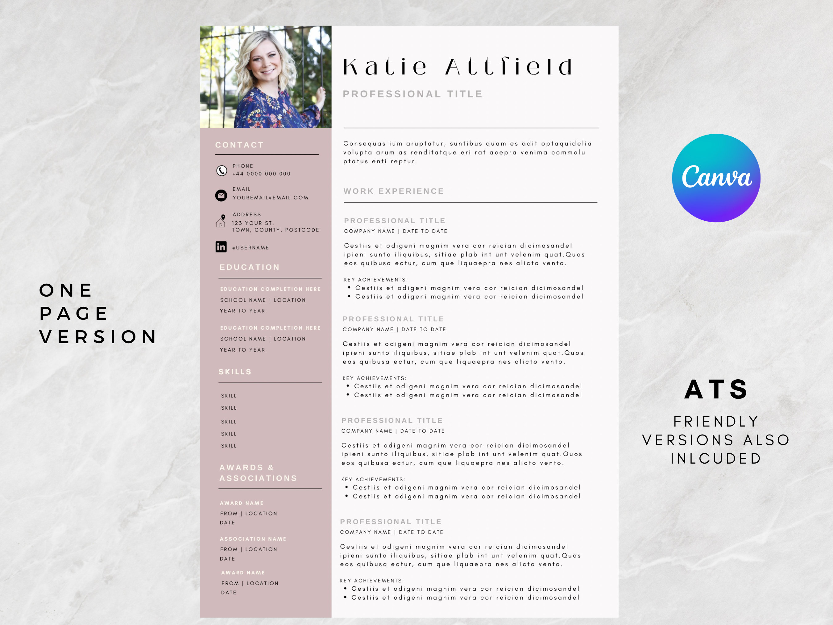 CV Template Uk, ATS Friendly Cv Template, Curriculum Vitae, Resume With ...