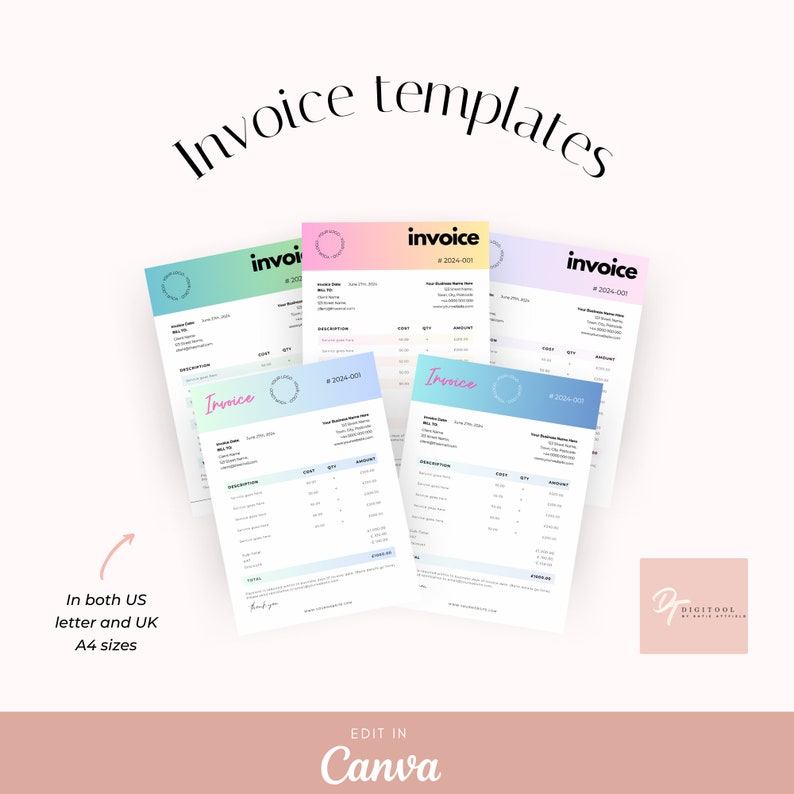 Invoice, Invoice Template, Billing Template, Custom Invoice ...