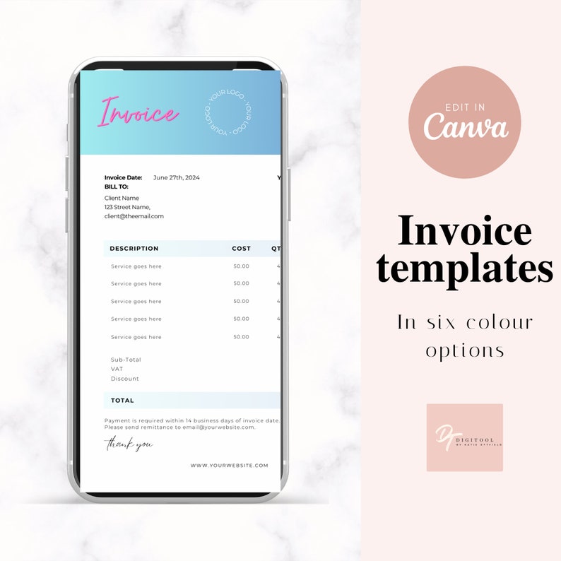 Invoice, Invoice Template, Billing Template, Custom Invoice ...