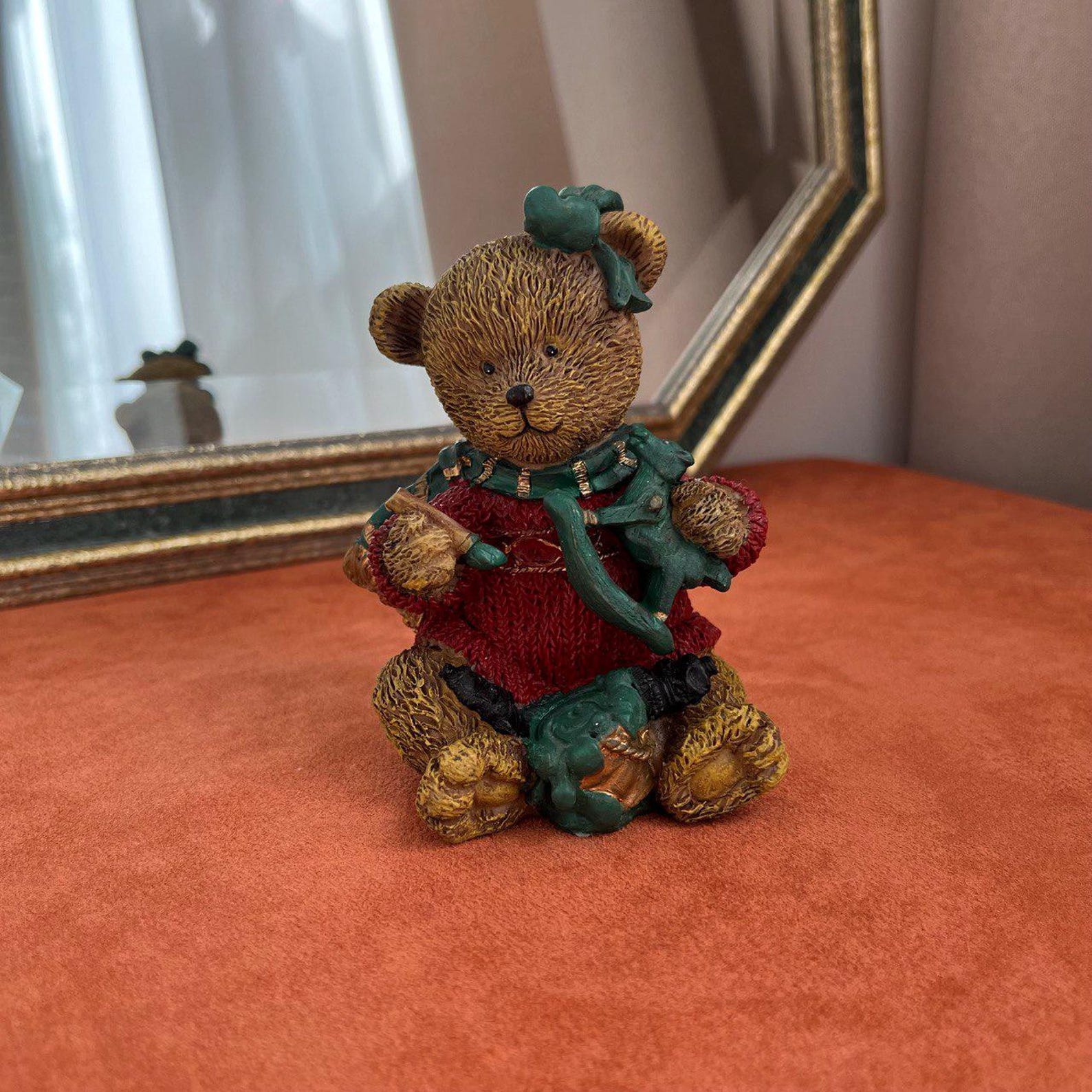 Vintage Bear Figurine, Brown Bear Toy, Bear With Clothes, Child's Room ...