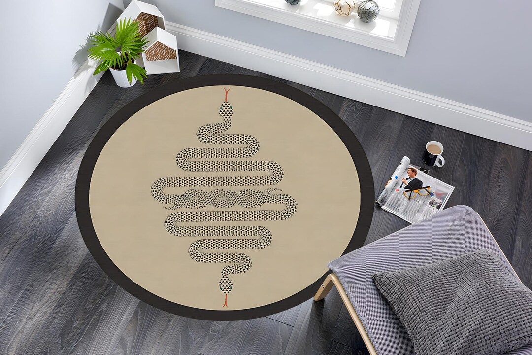Snake Round Rug, Snake Rug, Modern Art Rug, Office Rug, Living Room ...