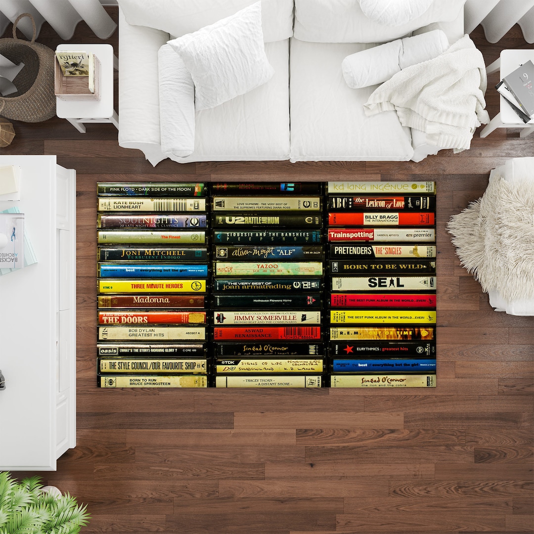 Music Cassette Design Rug, Retro Rug, Music Room Rug, Room Mat ...