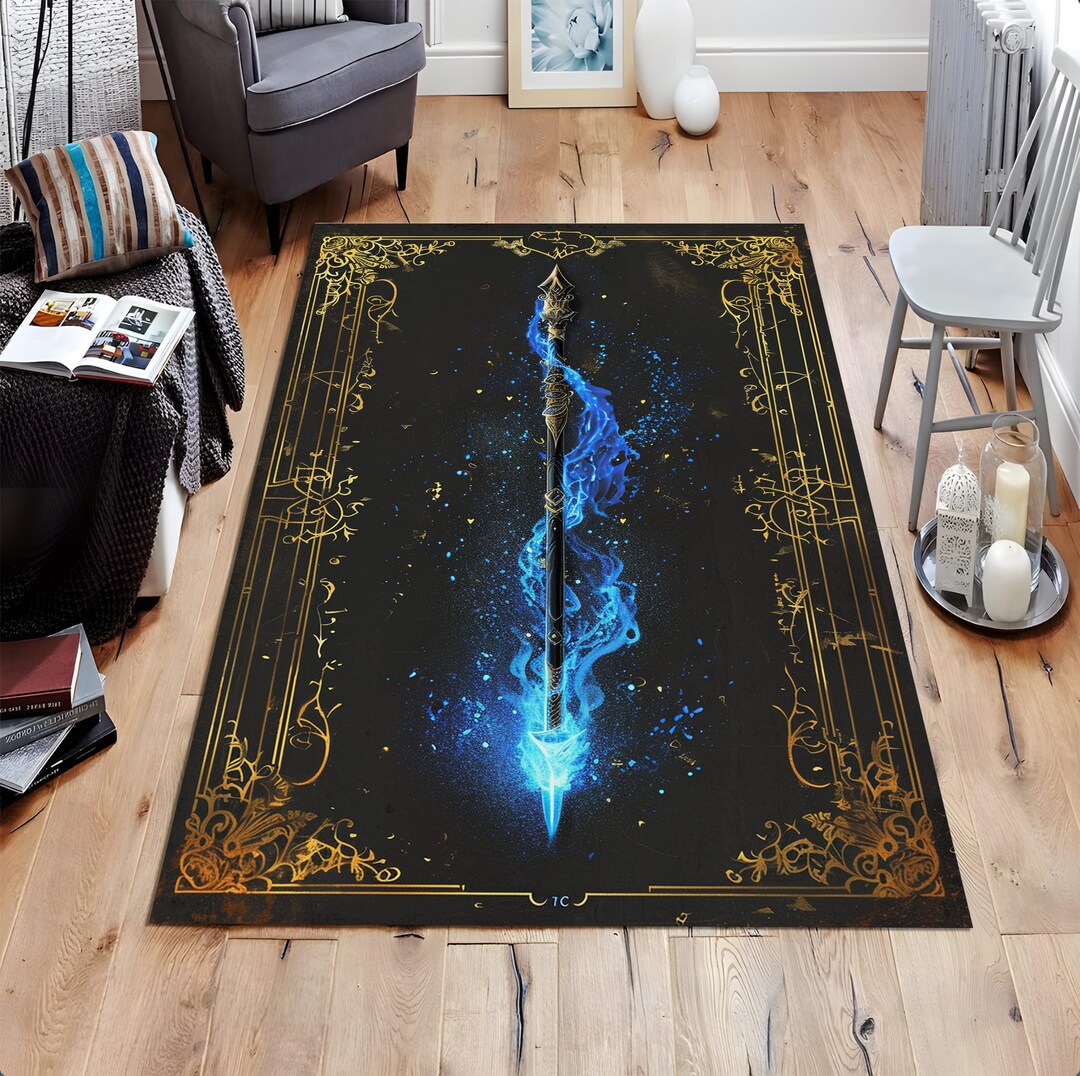 The Curse of Raven Design Rug, Gothic Rug, Dark Fantasy Rug, Mystical ...