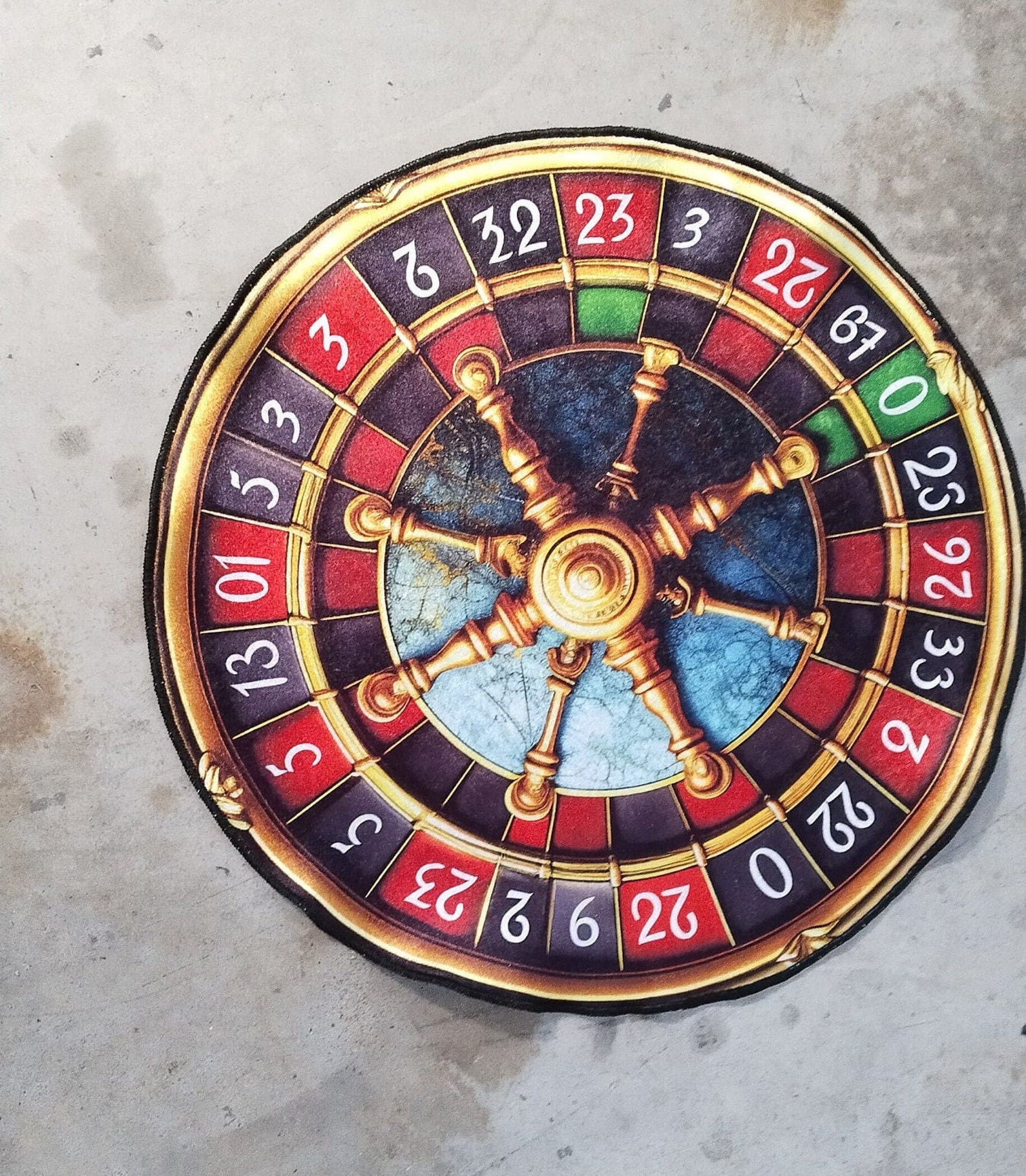 Roulette Wheel Design Rug, Round Rug, Casino Decor, Game Room Rug, Fun ...