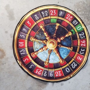 Roulette Wheel Design Rug, Round Rug, Casino Decor, Game Room Rug, Fun ...