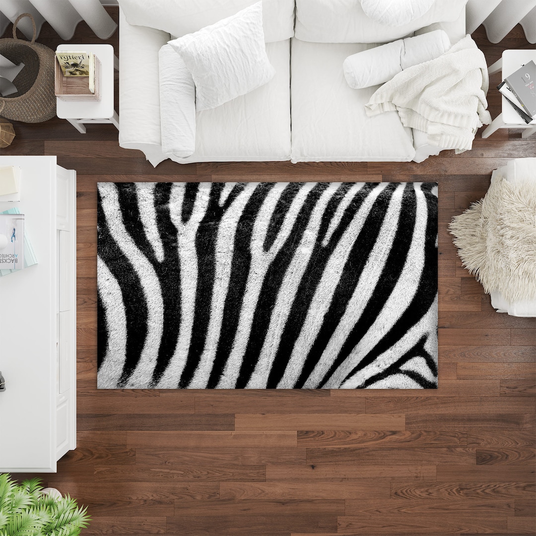 Zebra Skin Design Rug, Contemporary Rug, Area Rug, Safari Rug, Animal ...