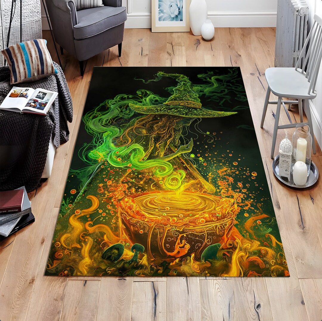 Witch Cauldron Design Rug, Witchcraft Rug, Magic Rug, Occult Rug ...