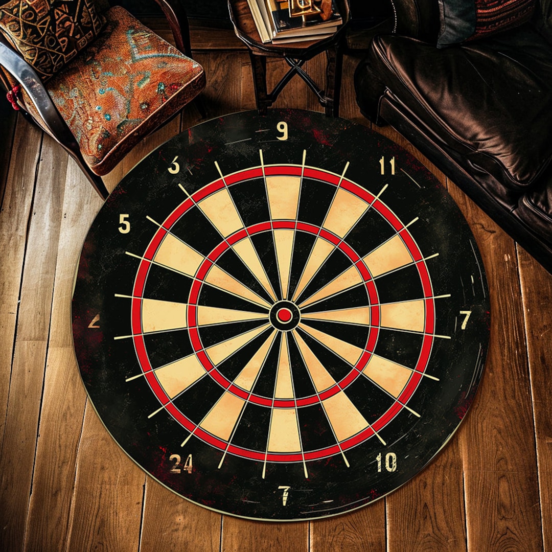 Dart Board Design Rug, Game Room Decor, Man Cave Rug, Round Rug, Home ...