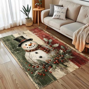 Christmas Rug, Xmas Rug, Snowman Rug, Christmas Area Rug, Christmas ...