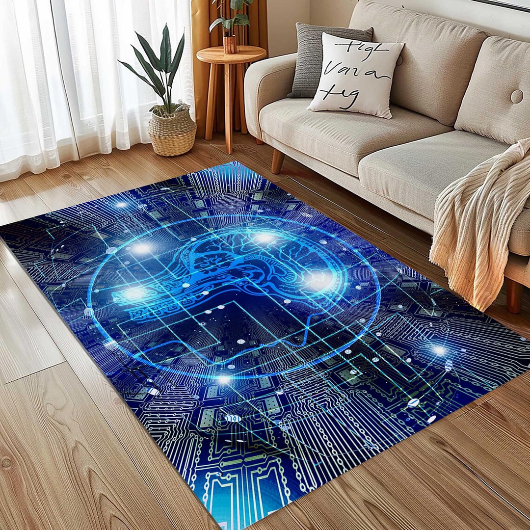Artificial Intelligence Design Rug, Brain Model Rug, Technology Art Rug ...