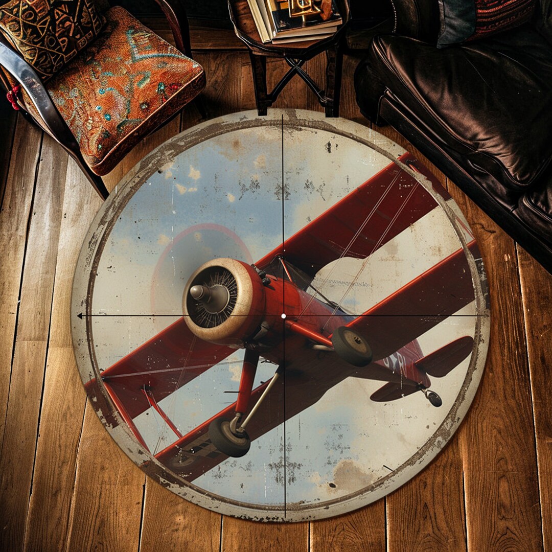 Round Rug, Plane Design Rug, Aviation Decor, Kids Rug, Playroom Rug ...