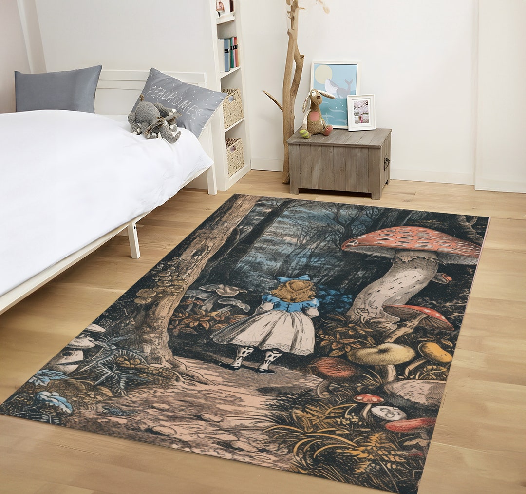 Alice Design Rug, White Rabbit Rug, Movie Room Rug, Custom Rug, Cheap ...