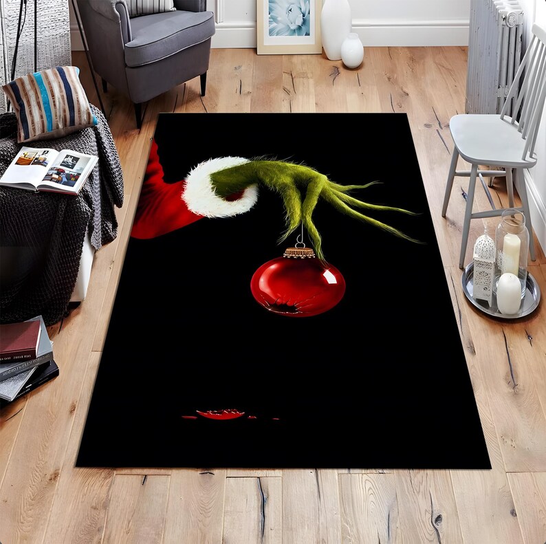 Grinch Christmas Holiday Area Rug, Merry Christmas Rectangle Rug ...