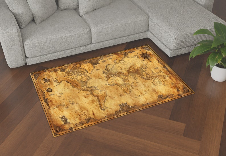 Map Design Rug,world Map Rug,vintage Map Design Rug,explorer Rug ...