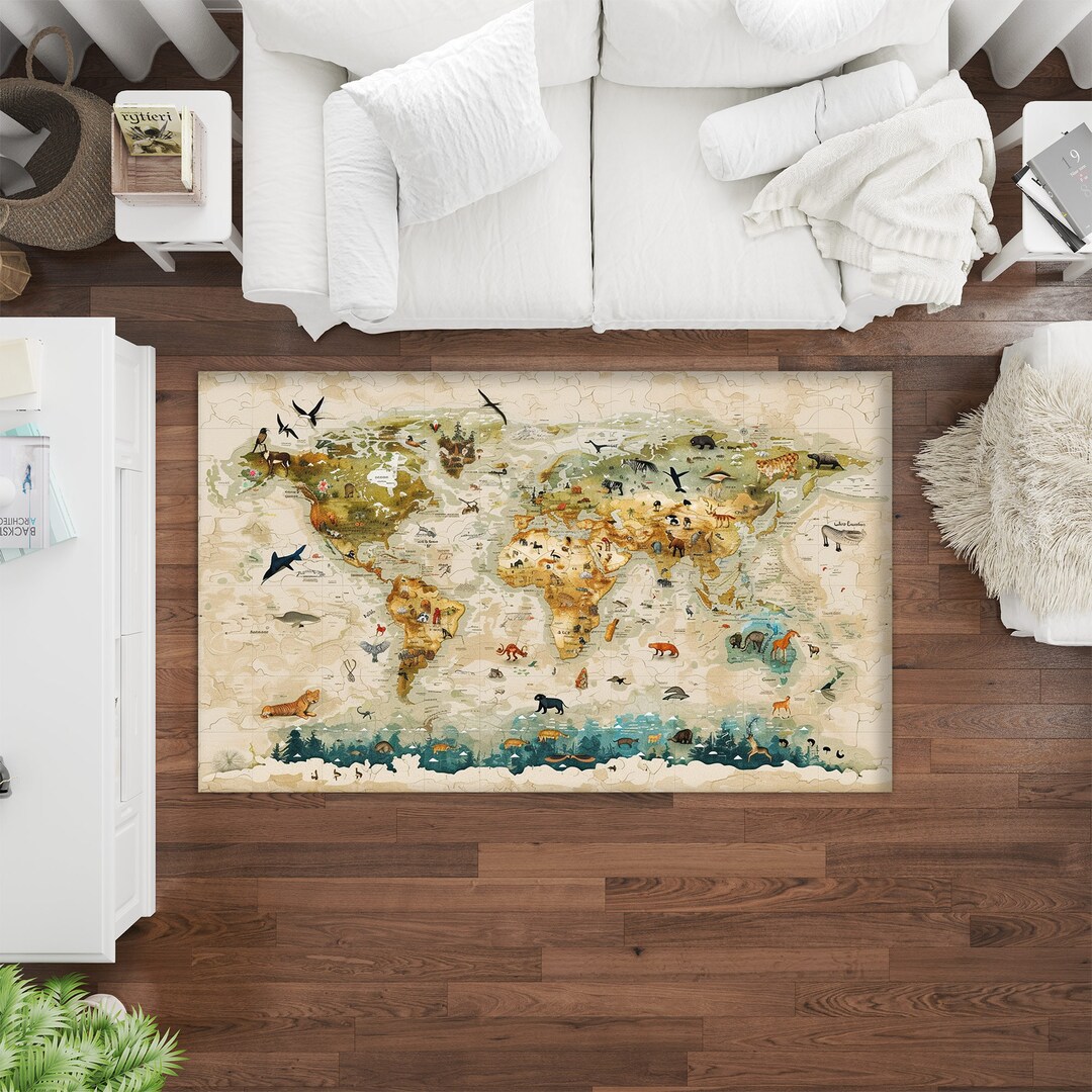 Map Design Rug,world Map Rug,vintage Map Design Rug,explorer Rug ...