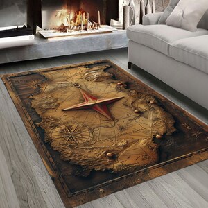 Map Design Rug, World Map Rug, Vintage Map Design Rug, Explorer Rug ...