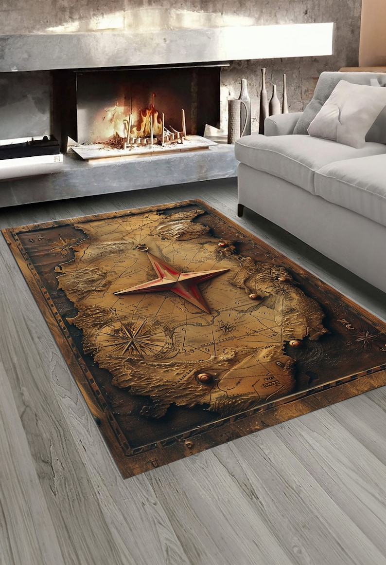 Map Design Rug, World Map Rug, Vintage Map Design Rug, Explorer Rug ...