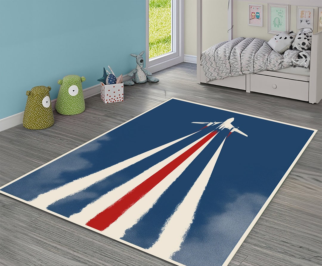 Plane Design Rug, Aviation Rug, Aircraft Rug, Adventure Rug, Sky Rug ...