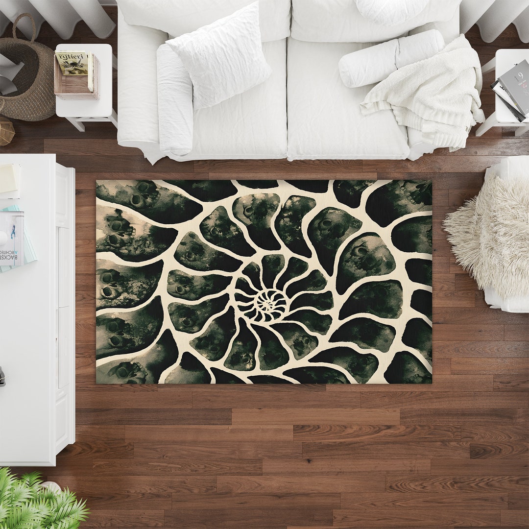 Gothic Ammonite Rug, Rustic Rug, Prehistoric Decor, Paleontologist Gift ...