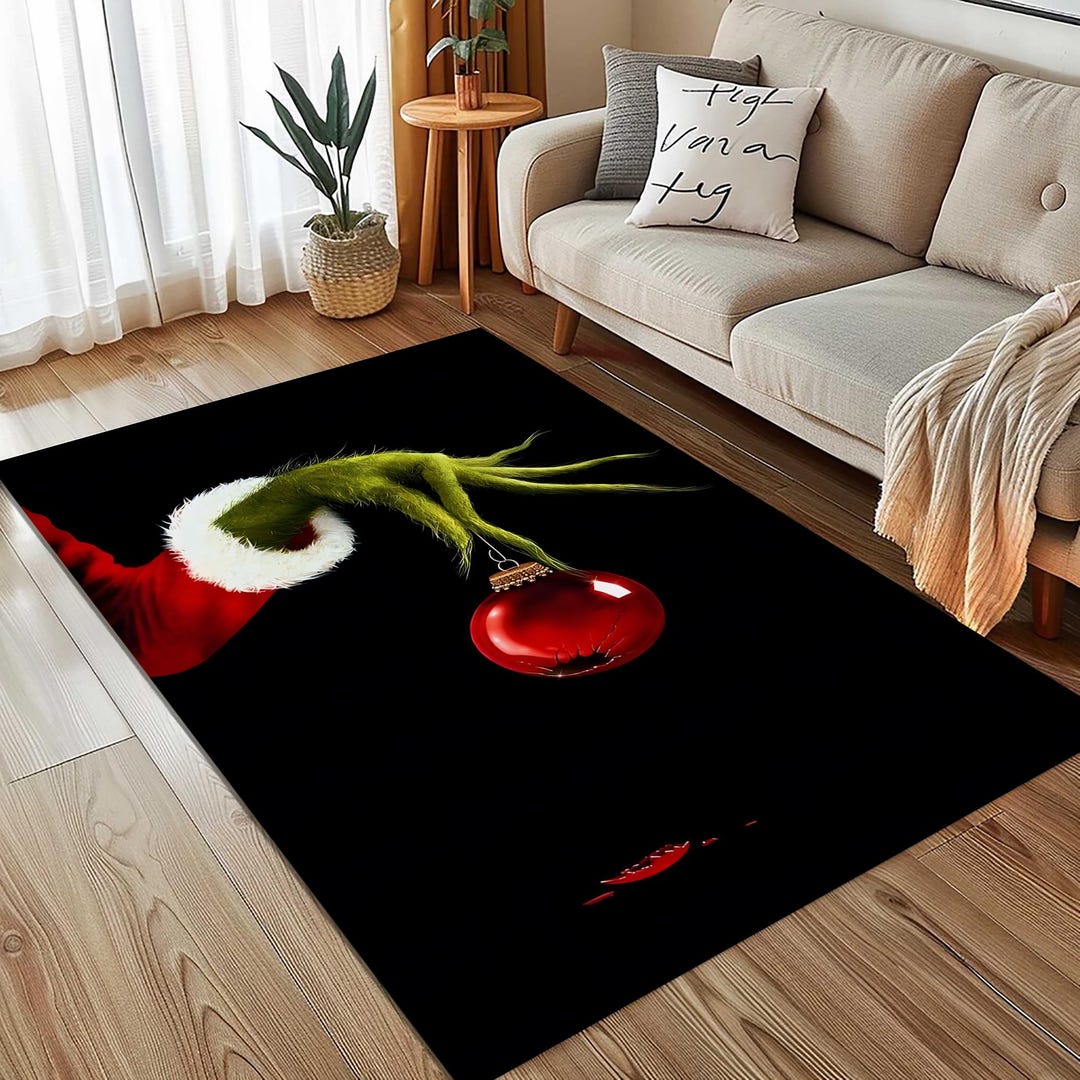 Grinch Christmas Holiday Area Rug, Merry Christmas Rectangle Rug ...
