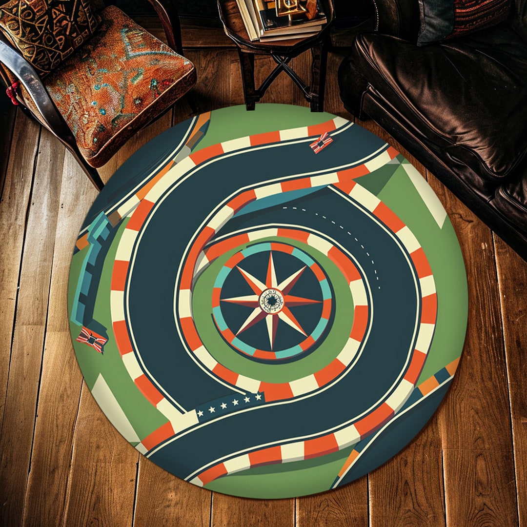 Round Rug, Race Track Rug, Kids Rug, Playroom Rug, Bedroom Rug, Car Rug ...