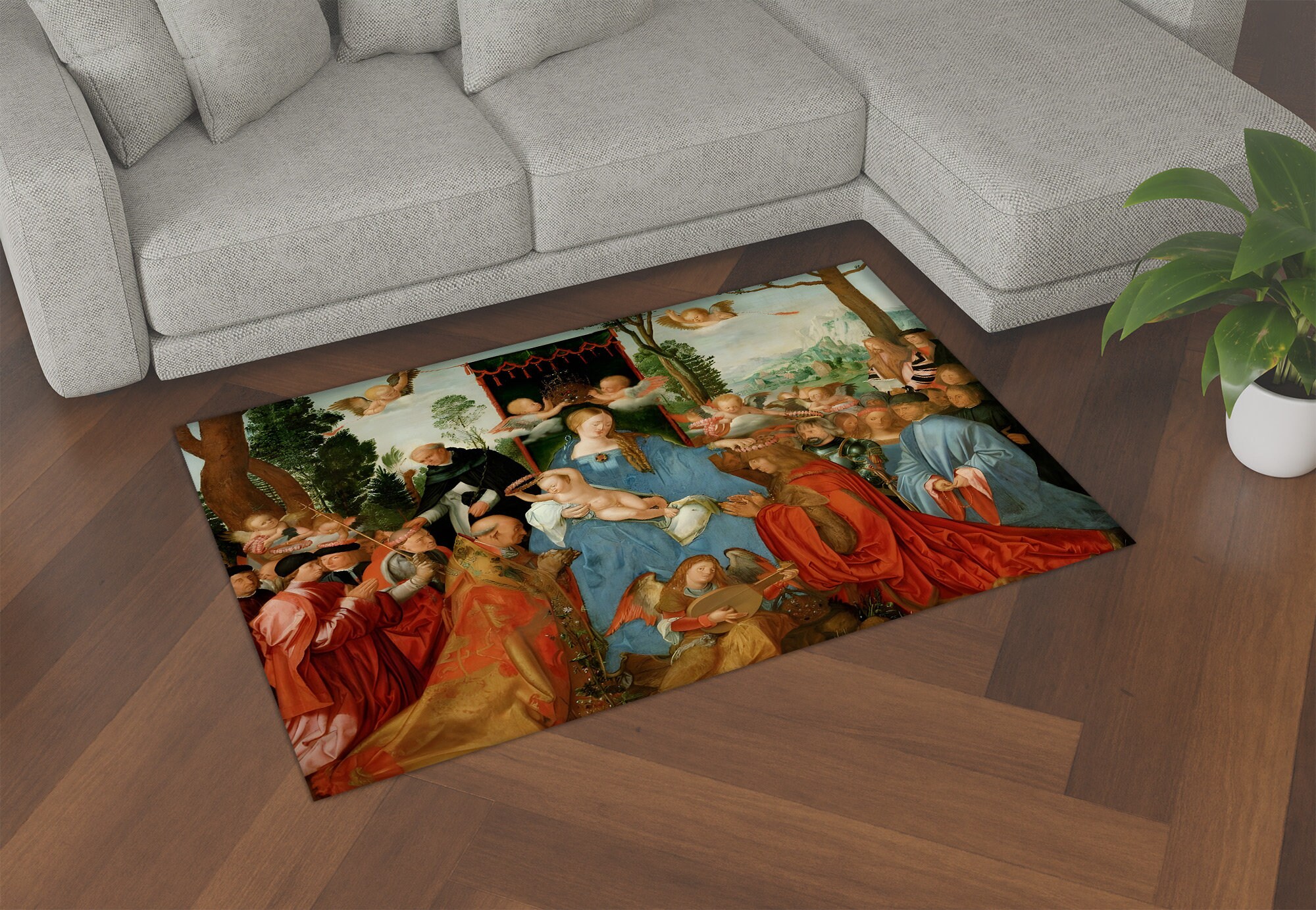 Virgin Mary and Angels Rug,christian Design Rug,sacred Art Decor Rug ...