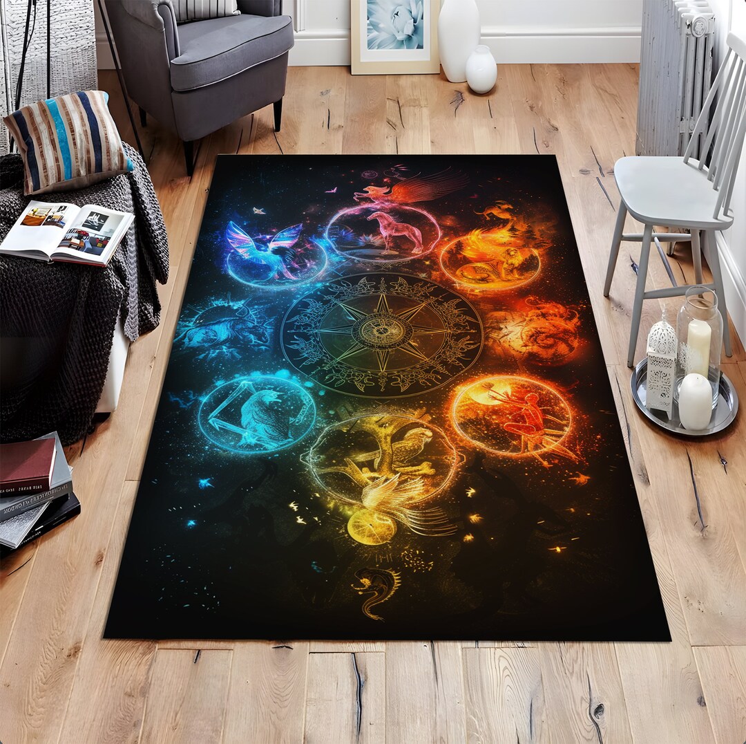 Astrology Design, Tarot Design, Zodiac Rug, Celestial Rug, Contemporary ...