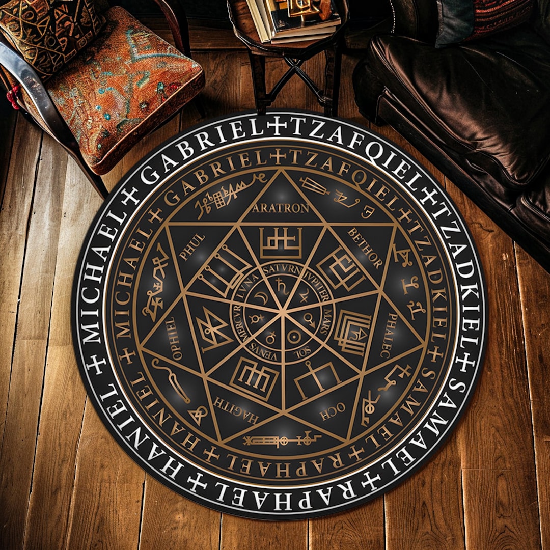 Seal, Seven Archangels, Decorative Round Rug, Round Rug, Home Decor Rug ...
