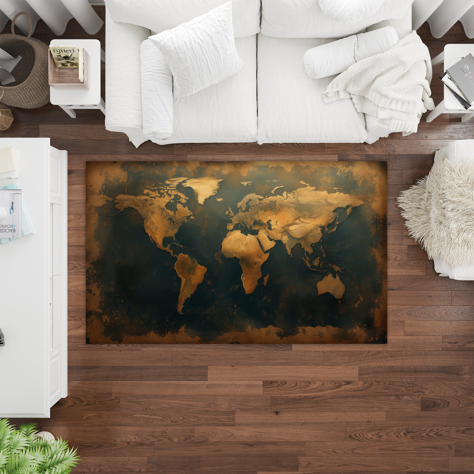 Map Design Rug, World Map Rug, Vintage Map Design Rug, Explorer Rug ...