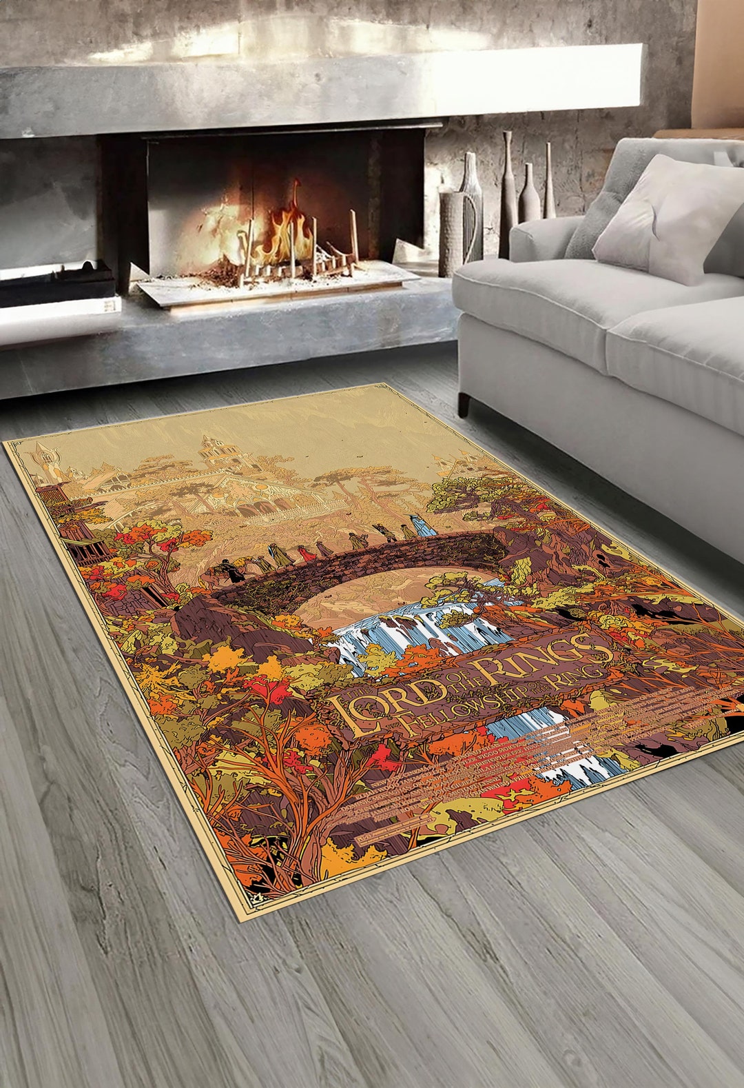 Lord of the Rings Design, Movie Room Rug, Lord of the Rings Rug, Custom ...