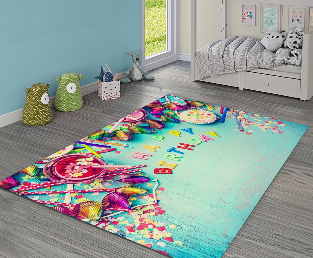 Customizable Birthday Design, Personalized Rug, Contemporary Rug ...